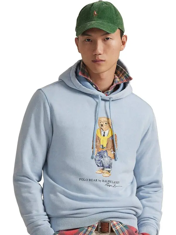 Ralph Lauren Polo Bear Garment-dyed Fleece Hoodie - Southport Blue/heritage Bear