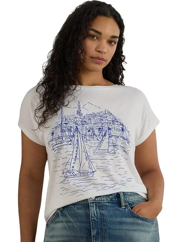 Ralph Lauren Graphic Cotton-modal Jersey Tee - White