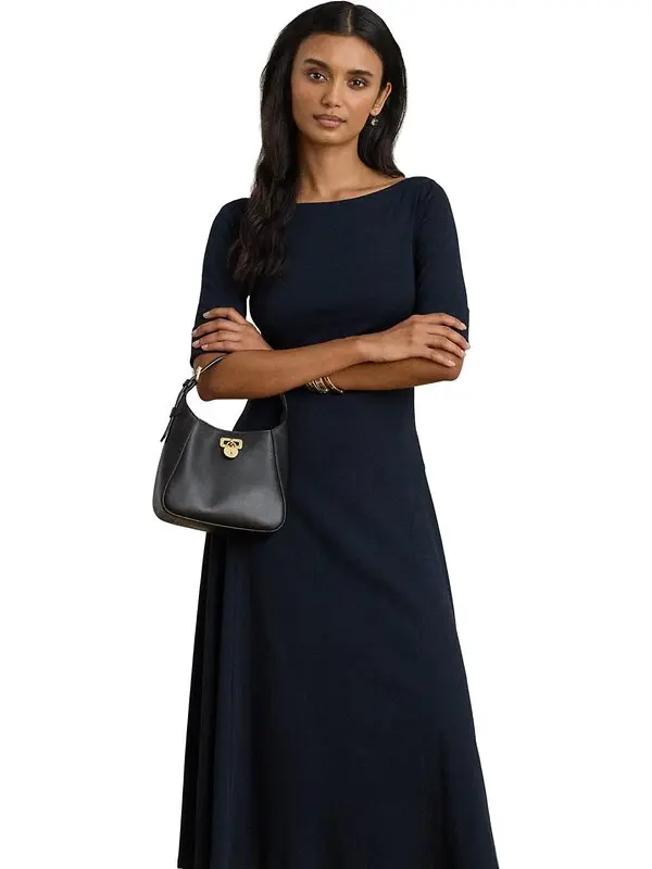 Ralph Lauren Rib-knit Stretch Cotton Midi Dress - Lighthouse Navy
