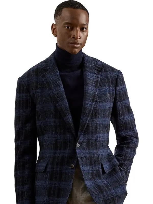 Ralph Lauren Kent Hand-tailored Plaid Wool Sport Coat - Navy Multi