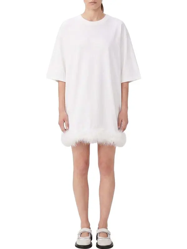 Moschino Feathered T-shirt Dress - White