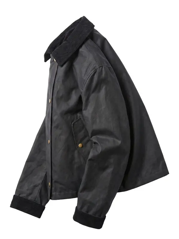 Quince Organic Waxed Cotton Cropped Barn Jacket - Vintage Black