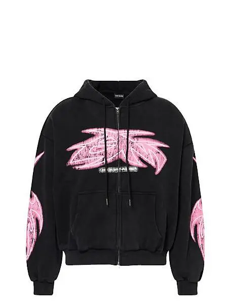 GODMADE Vivid Zip-up Cotton Hoodie - Washed Black