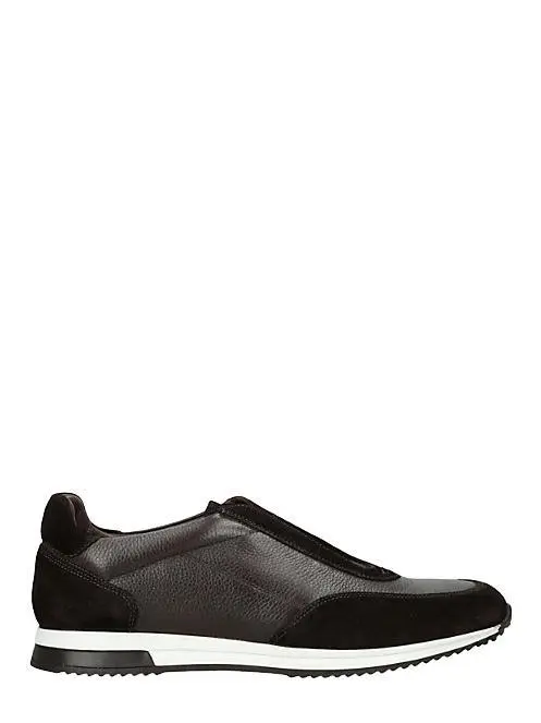 LOAKE Ballantyne Leather And Suede Trainers - Dark Brown