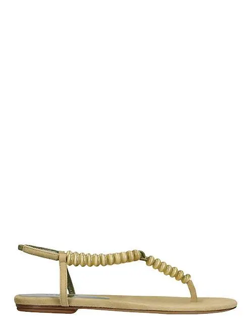 Le Monde Beryl Beaded Suede Sandals - Pale Green
