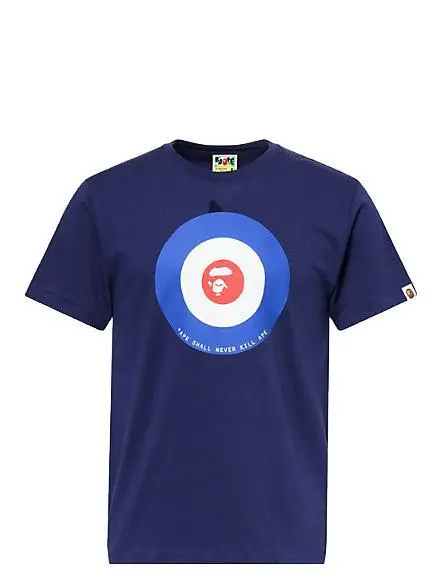 A BATHING APE Target Printed Cotton T-shirt Xxl - Navy
