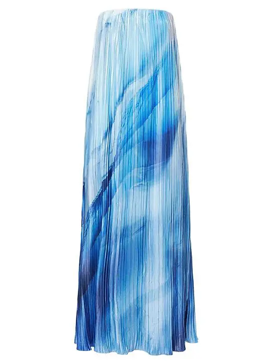 4TH & RECKLESS Finley Pleated Graphic Maxi Dress - Blue