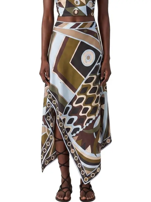 Emilio Pucci Printed Asymmetrical Skirt - Green