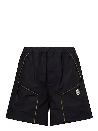 Moncler Cotton Shorts With Contrast Stitching - Black