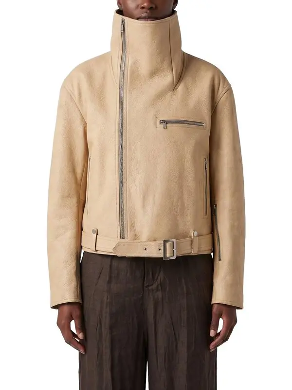 Rick Owens Leather Jacket - Beige