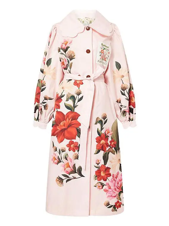 Barbour Floral Print Shell Trench Coat - Pink Bloom/cream Flower