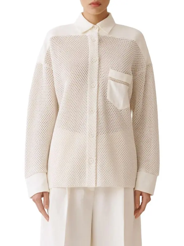 Fabiana Filippi Perforated Cotton Blend Shirt - Butter