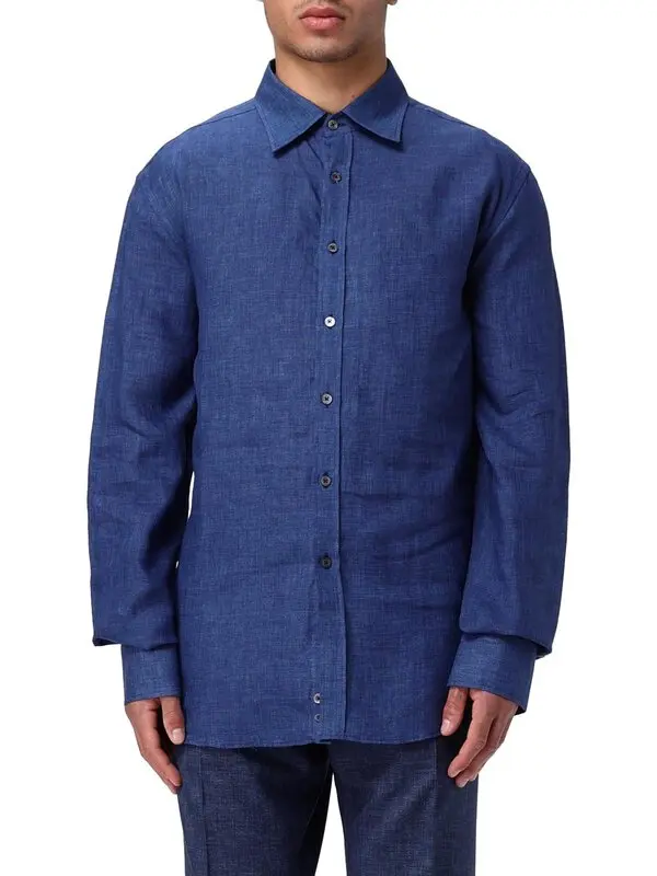 Canali Basic Linen Shirt - Blue