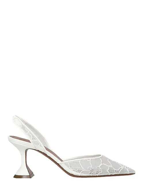 Amina Muaddi Holli 70 Lace Slingback Heels - White