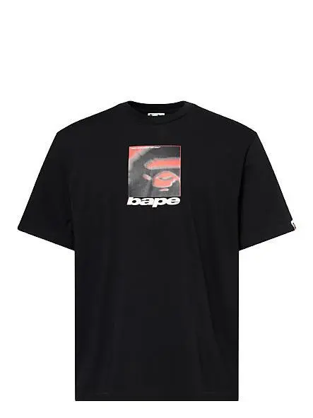 A BATHING APE Graphic-print Crew-neck Cotton T-shirt - Black