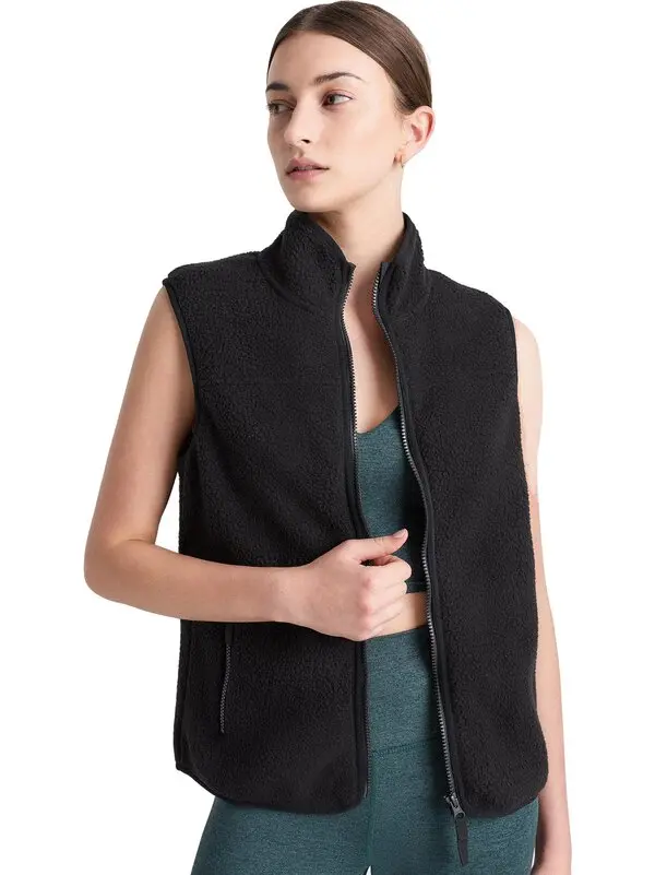 Quince Sherpa Full-zip Vest - Black