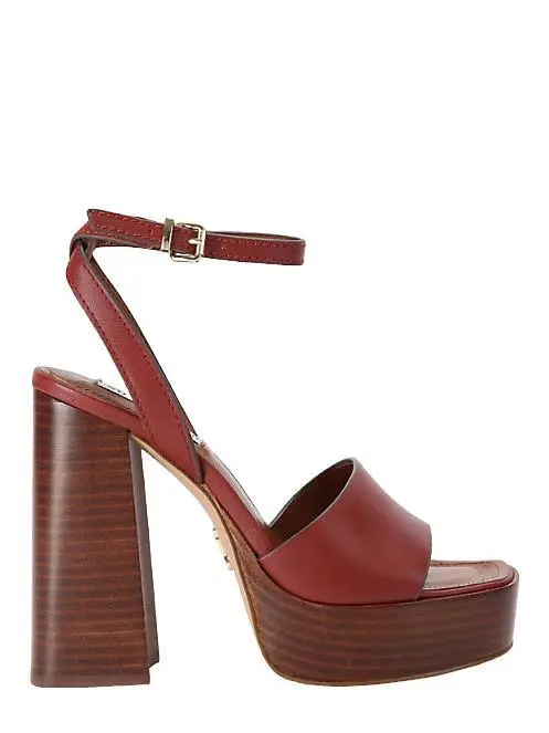 Steve Madden Floria Heeled Leather Sandals - Brown