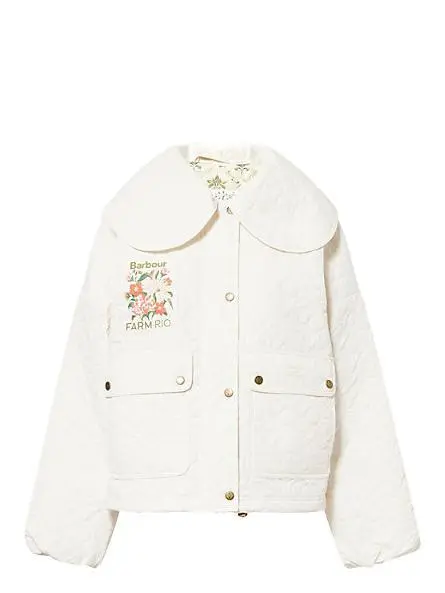 Barbour Quilted Jacket With Peter Pan Collar - White Rose