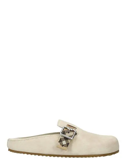 Burberry Urchin Suede Clogs - Bone
