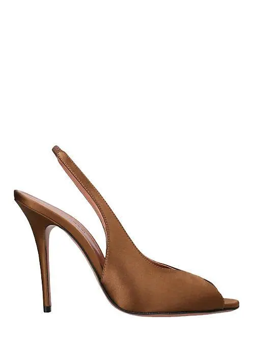 Amina Muaddi Kristina 105 Slingback Heels - Brown