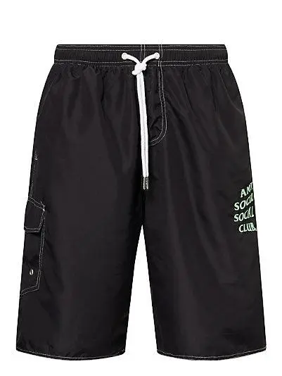 ANTI SOCIAL SOCIAL CLUB Logo-embroidered Swim Shorts - Black