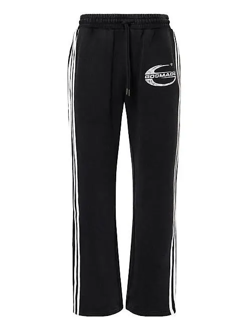 GODMADE Imperial Contrast-stripe Cotton Jogging Bottoms - Black