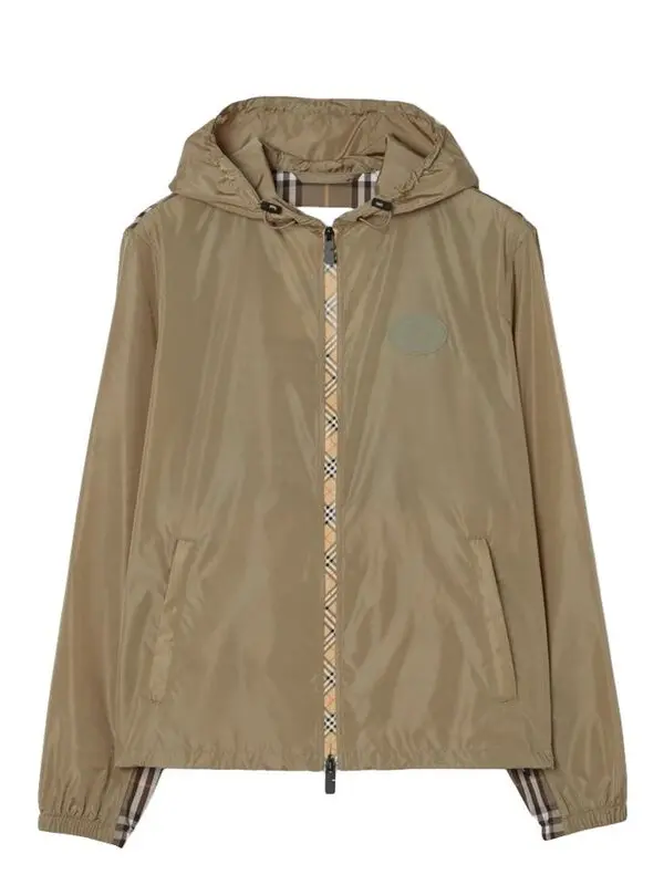 Burberry Check Trim Nylon Hooded Jacket - Finch Brown