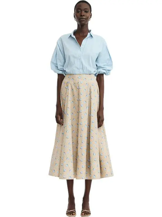 Lela Rose Printed Cotton Parker Skirt - Floral