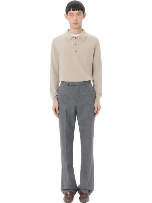 Valentino Garavani Wool Polo Shirt With Vlogo - Gray