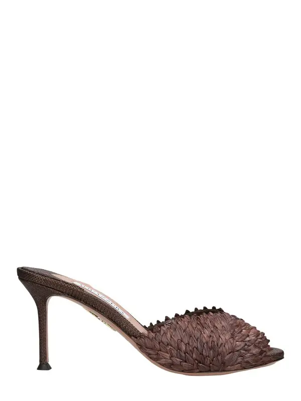 AQUAZZURA Raffia Rio Flirt Heeled Mules - Brown