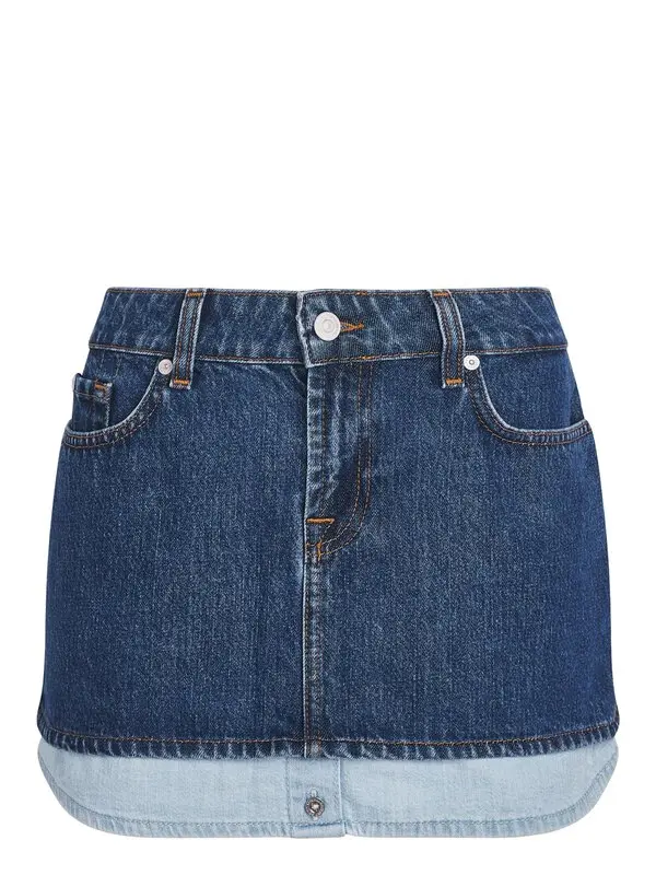 7 For All Mankind Denim Layered Mini Skirt - Grey