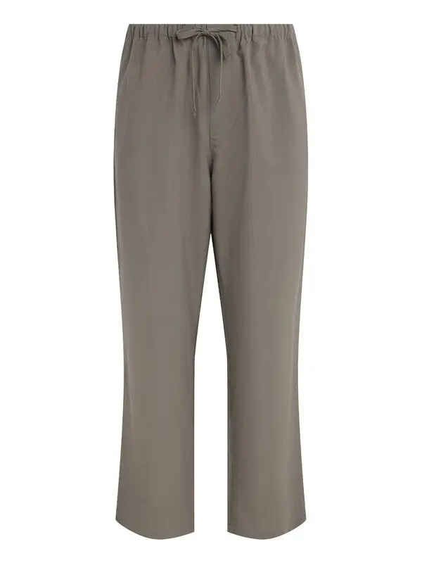 FRAME Wool Wide-leg Trousers With Drawstring Waist - Green