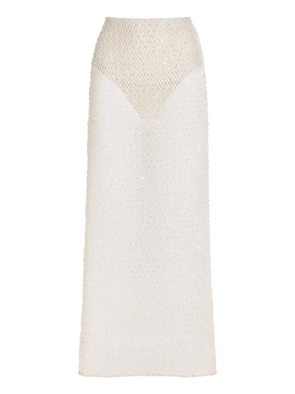 PatBO Crochet Maxi Skirt - Beige
