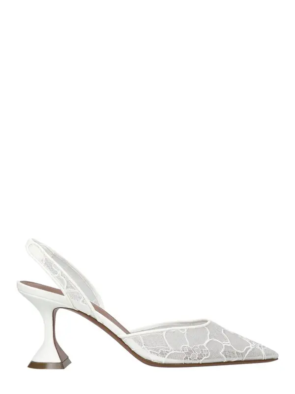 Amina Muaddi Lace Holli Slingback Pumps 70 - White