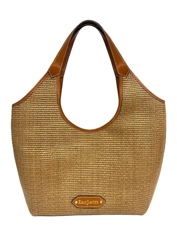 Eric Javits Myka Straw Bag With Leather Trim - Natural