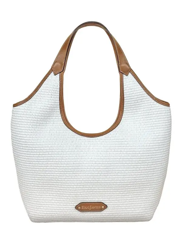 Eric Javits Myka Straw Bag With Leather Trim - White