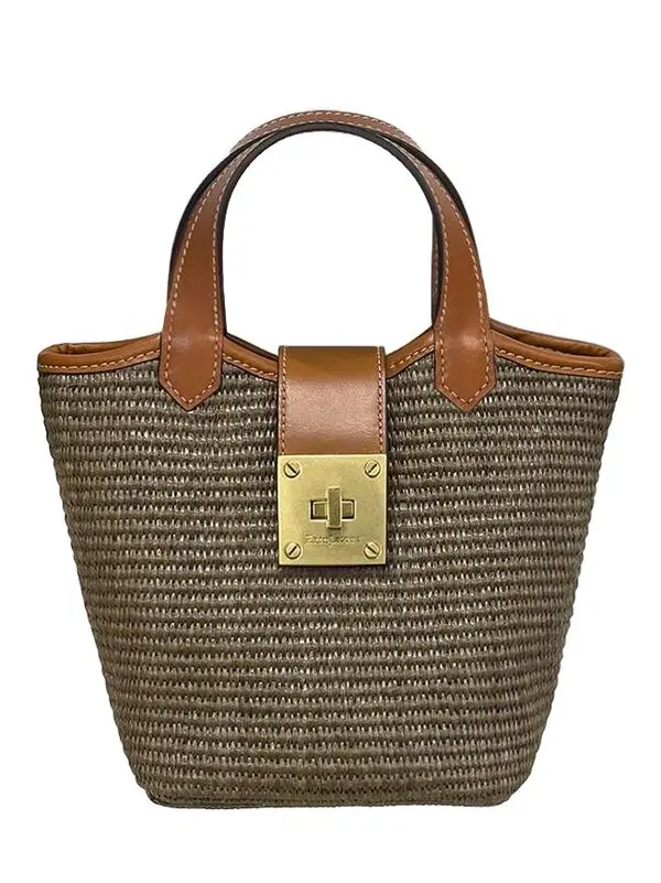 Eric Javits Mini Myka Raffia Bucket Bag - Caper