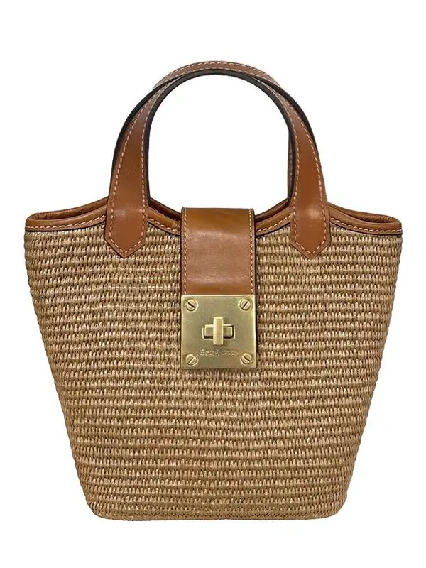 Eric Javits Mini Myka Raffia Bucket Bag - Natural