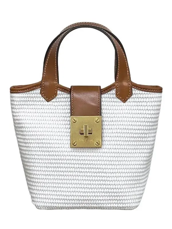Eric Javits Mini Myka Raffia Bucket Bag - White