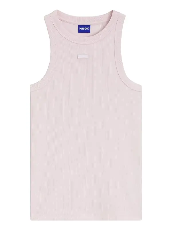 Hugo Stretch-cotton Tank Top With Logo Label - Light Pink