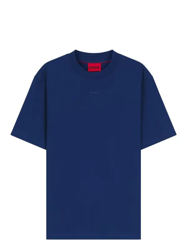 Hugo Relaxed-fit Cotton-jersey T-shirt With Logo Print - Light Blue