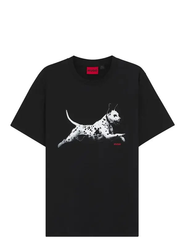Hugo Cotton-jersey T-shirt With Animal Artwork - Black