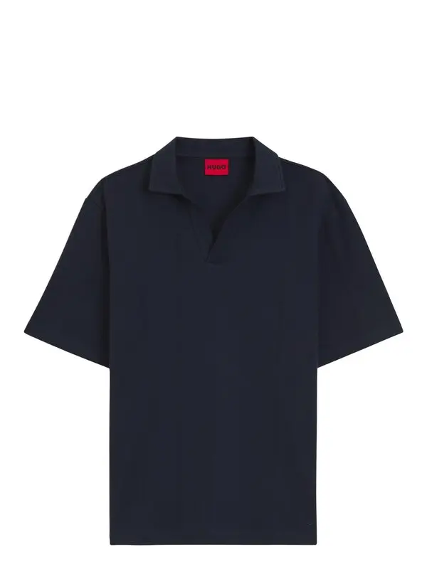 Hugo Relaxed-fit Polo In Breathable Cotton - Dark Blue