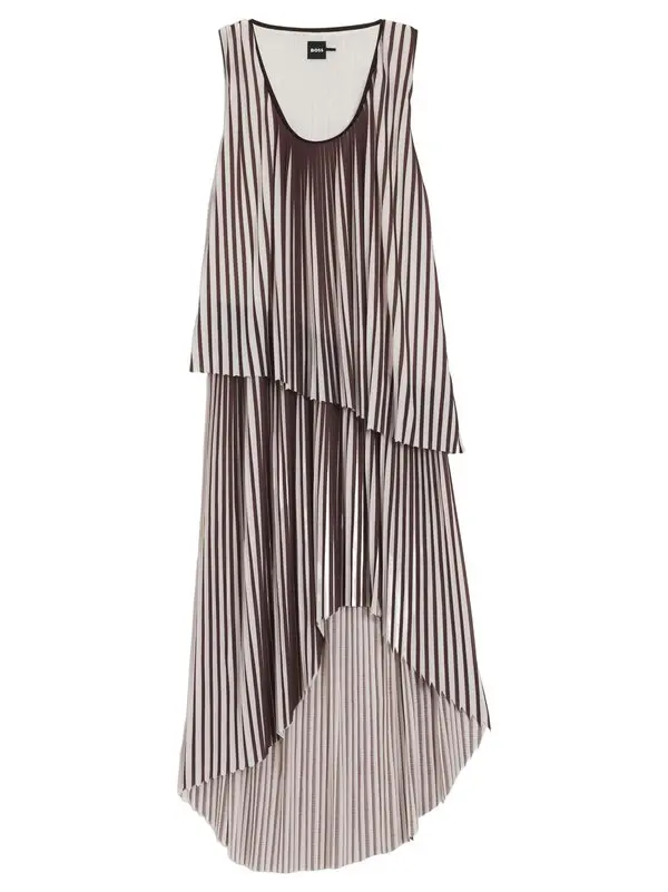 BOSS A-line Dress With Plissé Pleats - Patterned