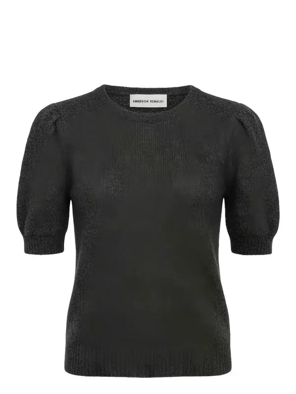 EMERSON RENALDI Puff-sleeve Cropped Top - Grey
