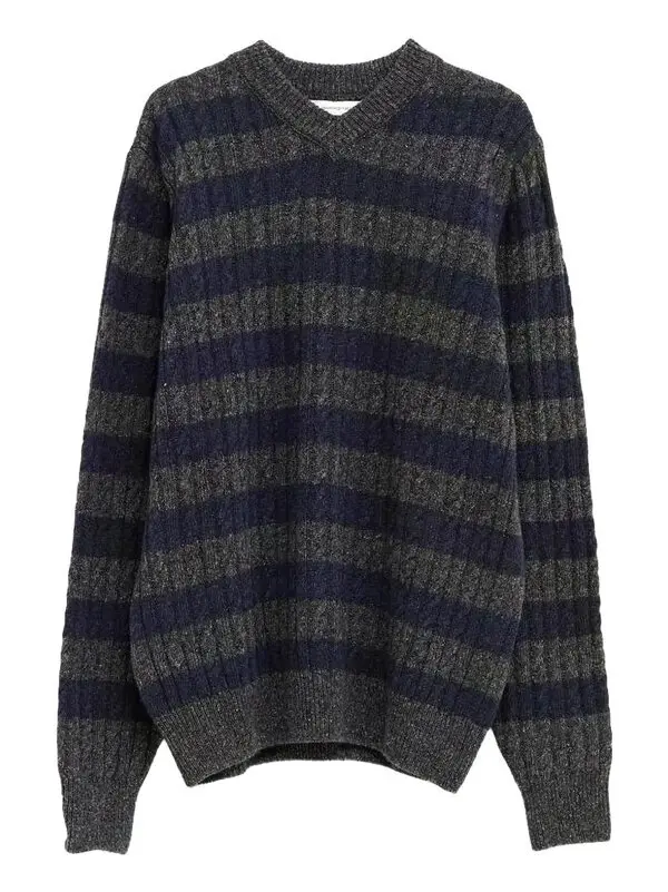 Gimaguas Martin Striped Cable-knit Jumper - Grey