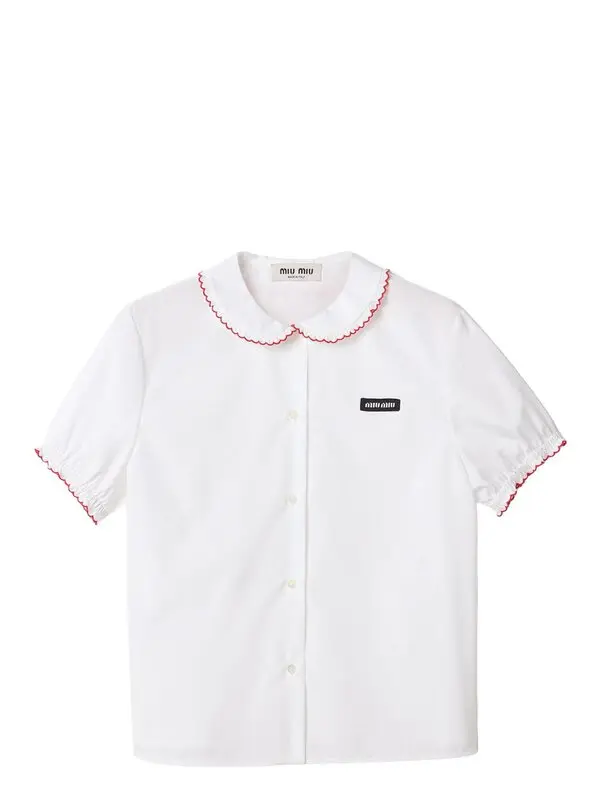 Miu Miu Embroidered Poplin Shirt - White/red/burgundy