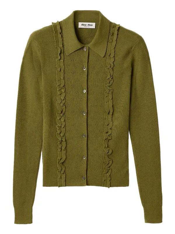 Miu Miu Cashmere And Silk Cardigan - Fern Green