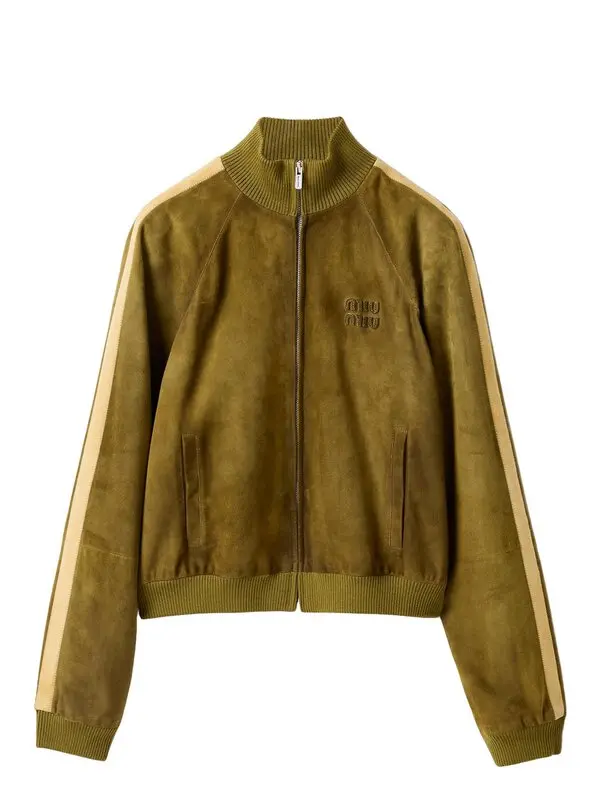 Miu Miu Waxed Suede Jacket - Green