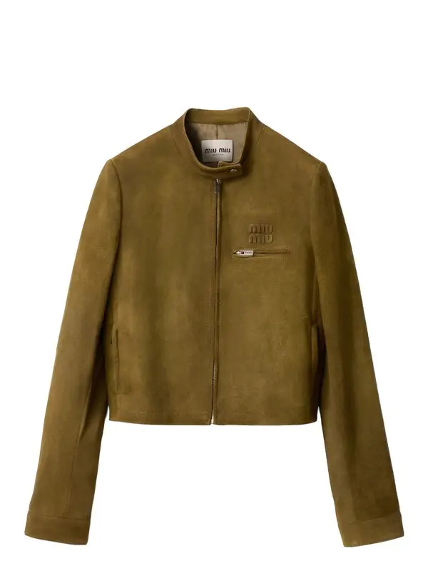 Miu Miu Waxed Suede Jacket - Green